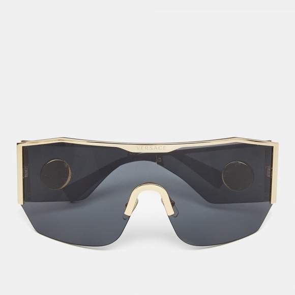 Versace | Accessories | Versace Goldblack Medusa Shield Sunglasses ...